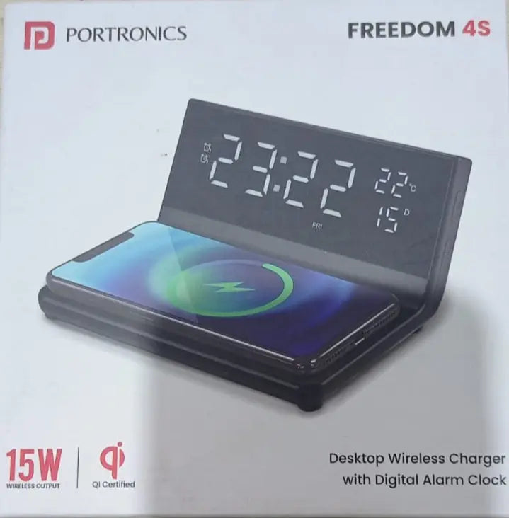 Portronics Freedom 4S Desktop Wireless Charger (15W, Black) - TeckPot